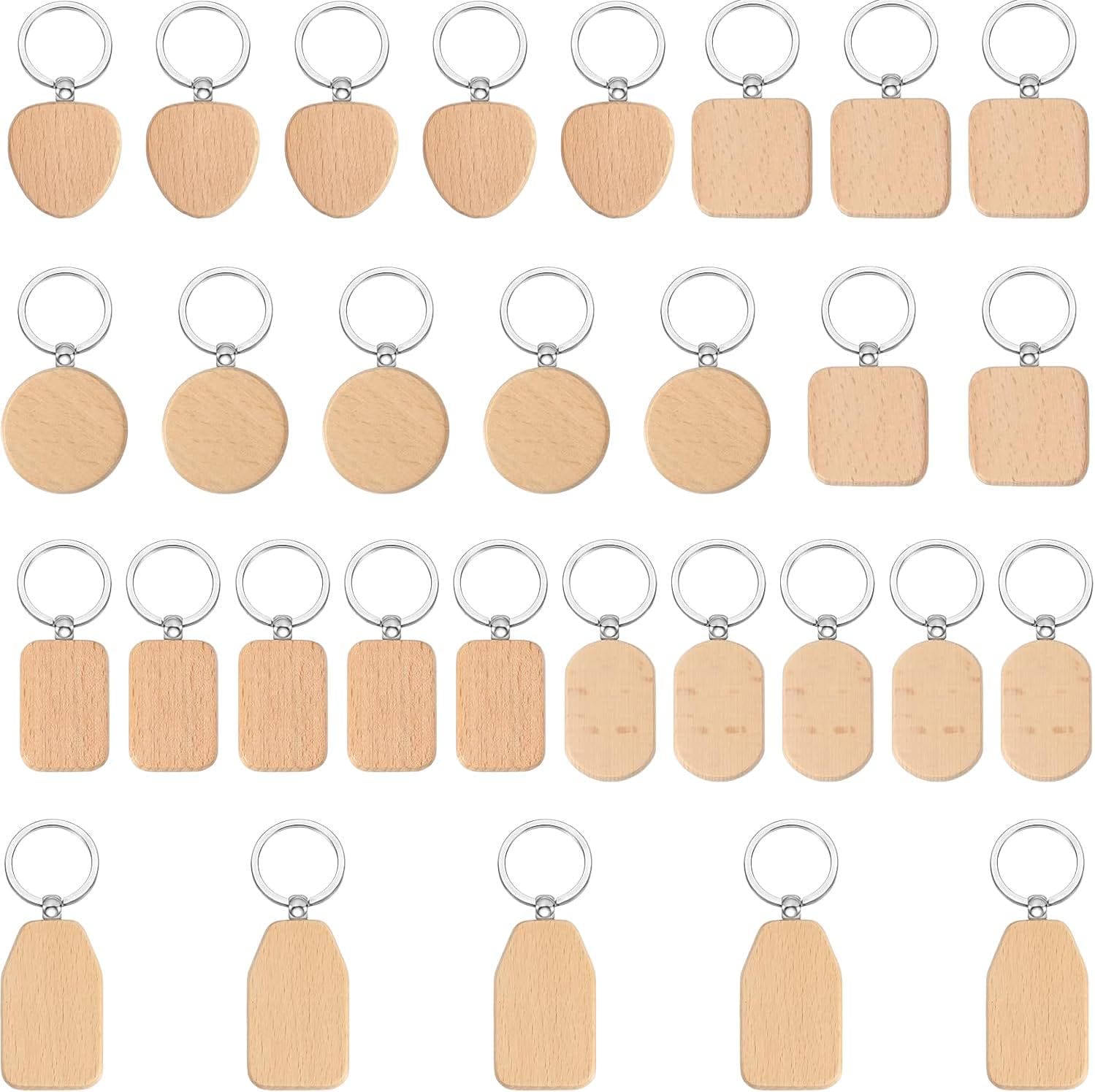 Wholesale Blank Wooden Keychains — 4cm Beech, Laser-Engravable